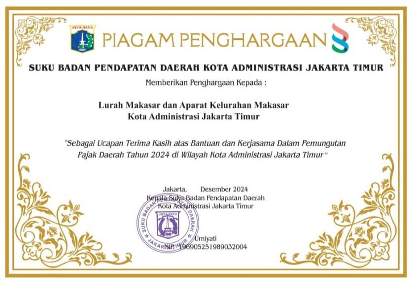 SERTIFIKAT / PIAGAM | e-Order